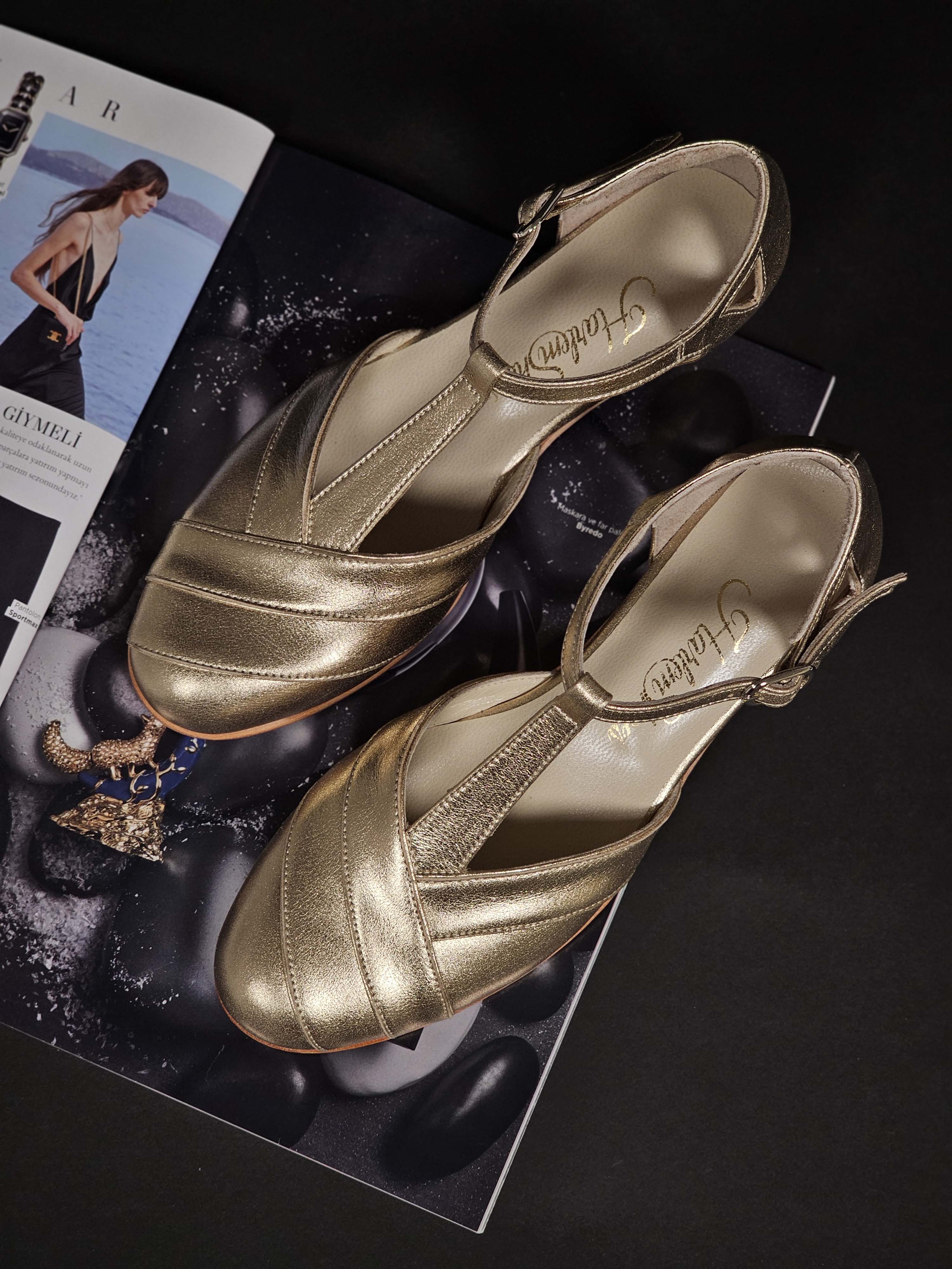 Sugar Platinum Gold Leather 4 cm heel