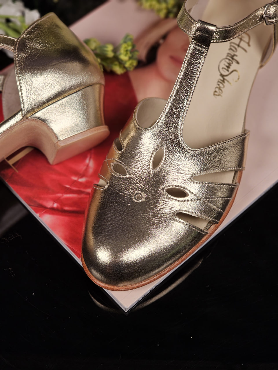 Rosy Platinum Gold Leather 3 cm heel
